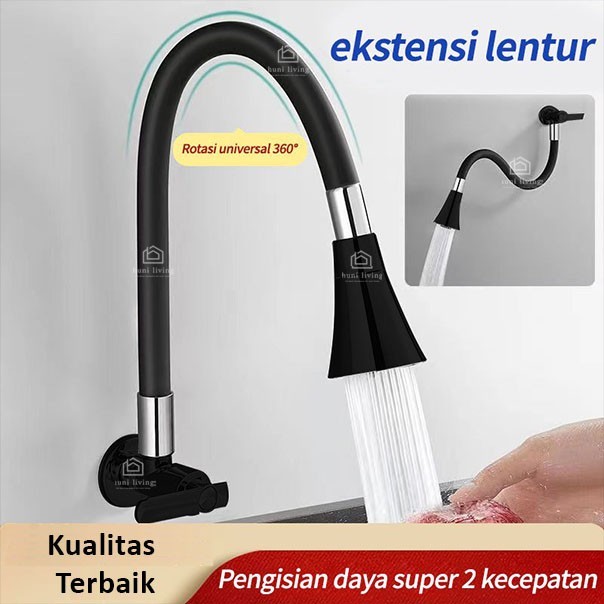 Jual Sus304 Kran Angsa Fleksibel Kran Cuci Piring Hitam Kran Cuci ...