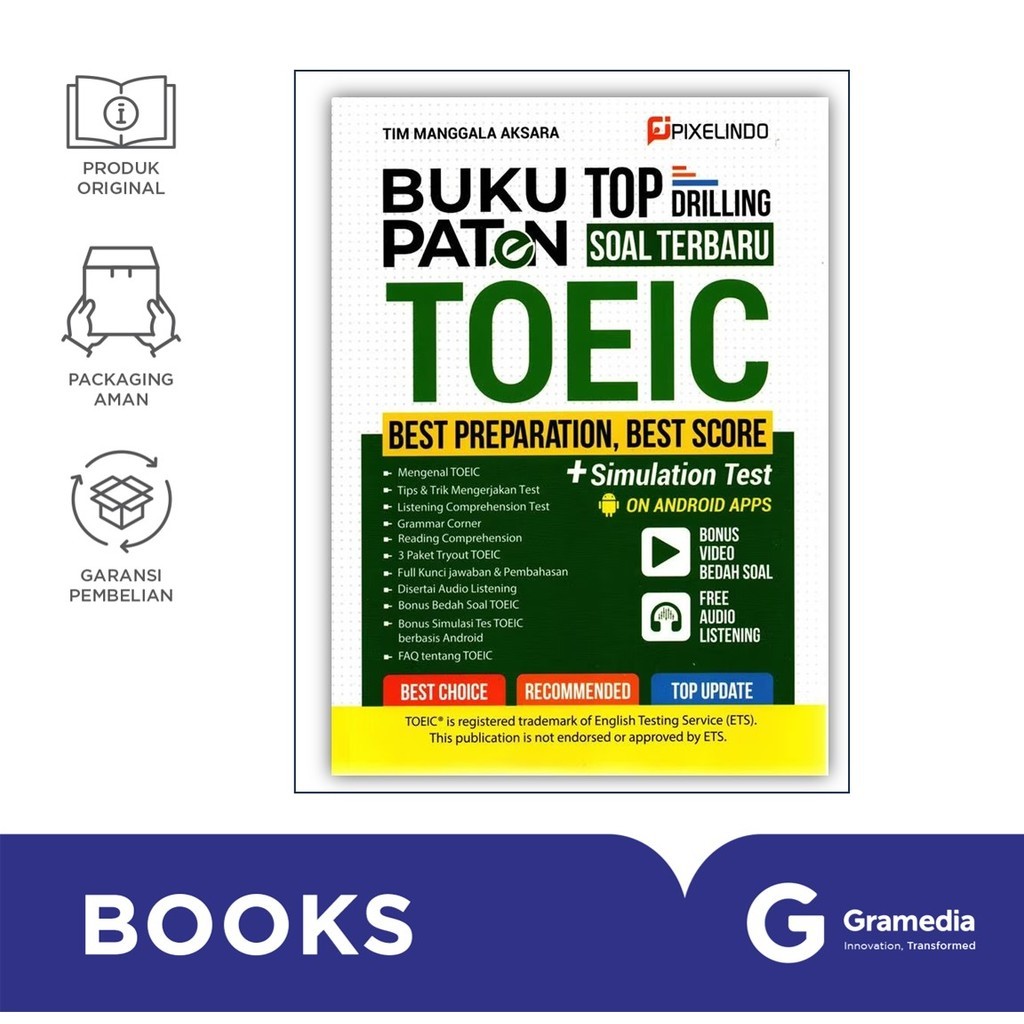 Jual Buku Paten TOP Drilling Soal Terbaru TOEIC ( Tim Manggala Aksara ) | Shopee Indonesia