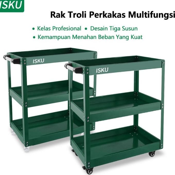 Jual ISKU Troli Bengkel Rak 3 Susun Trolly Trolley Besi rak kerja ...