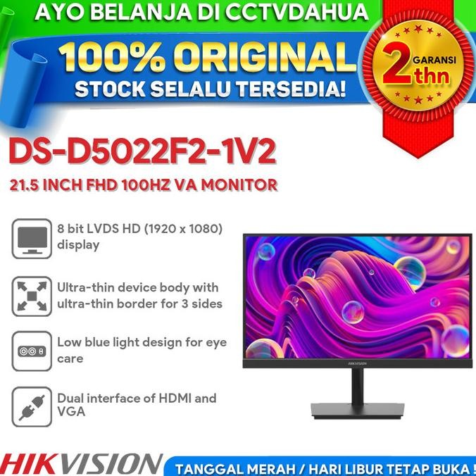 Jual HIK-VISION DS-D5022F2-1V2 21.5 INCH FHD 100HZ VA MONITOR 2302T ...