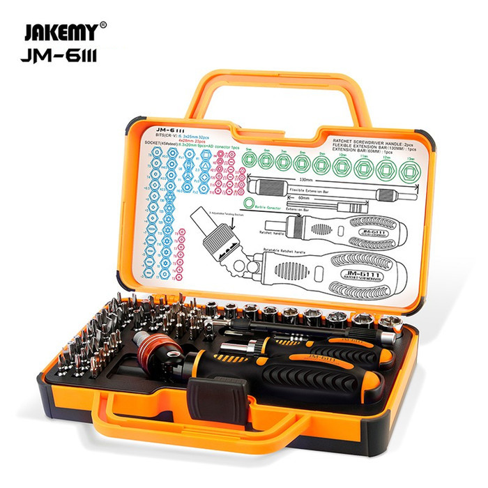 Jual Jakemy JM-6111 69 in 1 Obeng Set Box Rachet 180 Derejat Torx Plus | Shopee Indonesia