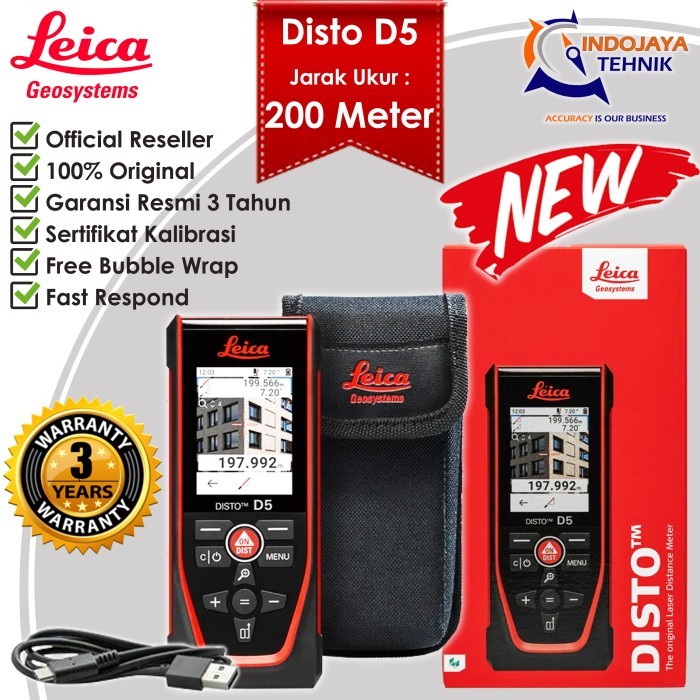 Jual Disto Leica D5 / Meteran Laser Leica D5 Garansi Resmi 3 Tahun, 200 ...