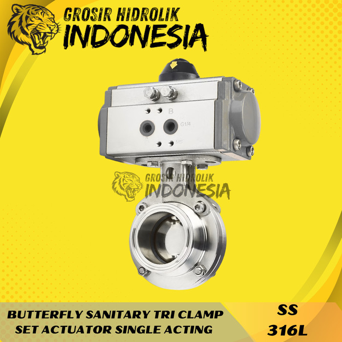 Jual 1 1/2''BUTTERFLY VALVE SANITARY TRI CLAMP FERRULE SS 316L SET ...