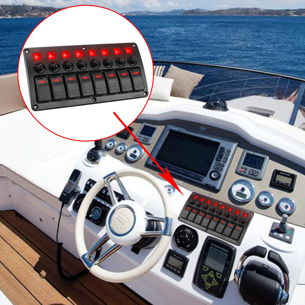 Jual JAYA ABADI Car Vehicle Truck RV SUVS Marine Overload Protection 8 Gang LED Switch Panel ...