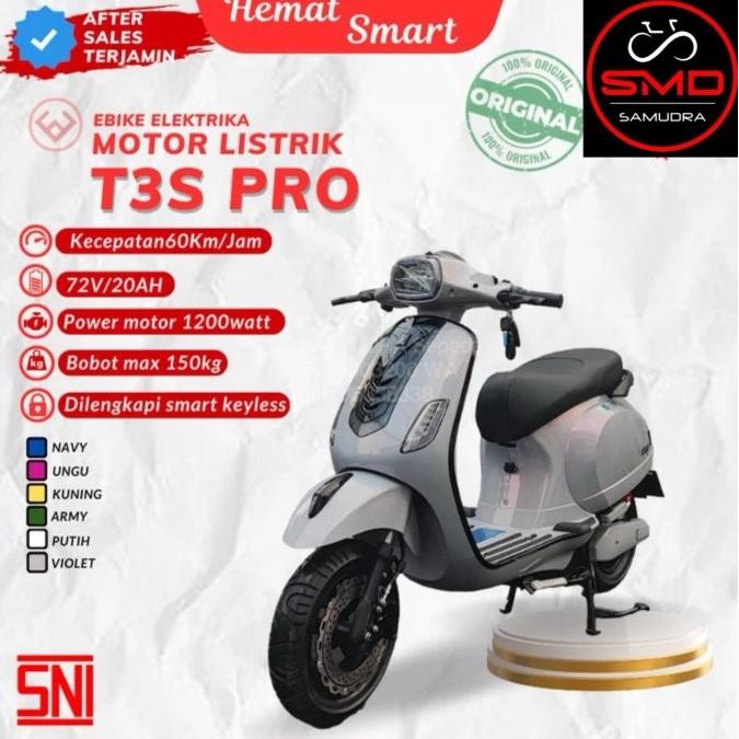 Jual motor aki listrik ebike uwinfly t3s pro vespa 1200w 72v 20ah murah bdg asli | Shopee Indonesia