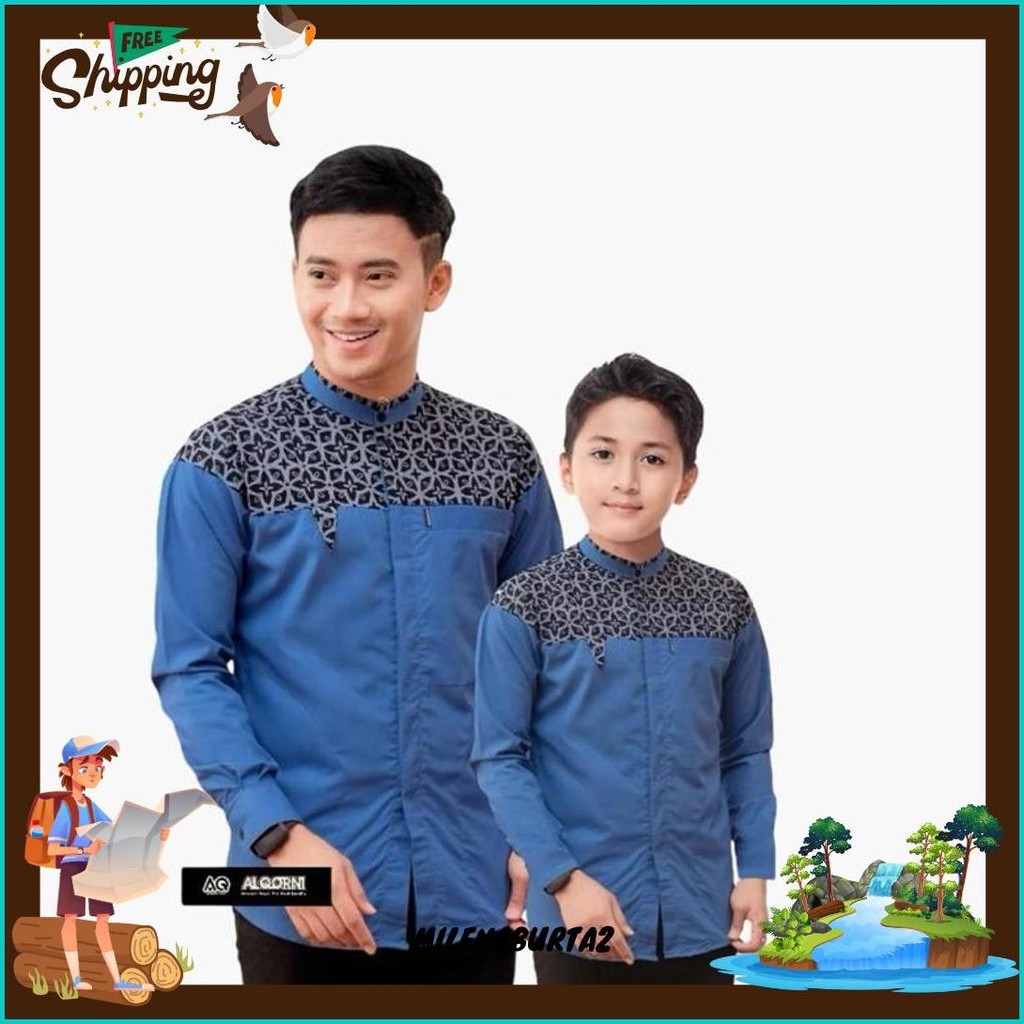 Jual Baju Koko Couple Ayah Dan Anak Model Arjuna Lengan Panjang Siap Kirim | Shopee Indonesia