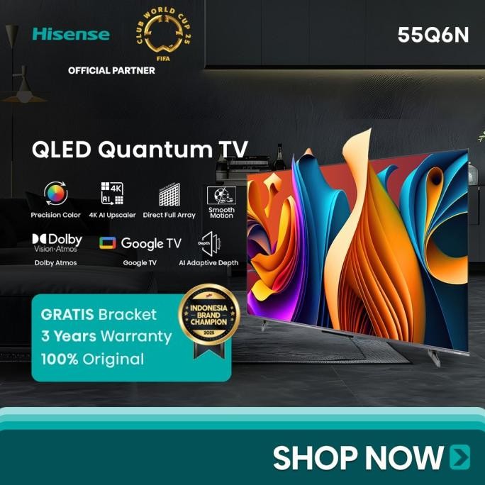 Jual Hisense 55Q6N 55" Inch QLED Quantum Dot Google Smart TV Bezelles ...