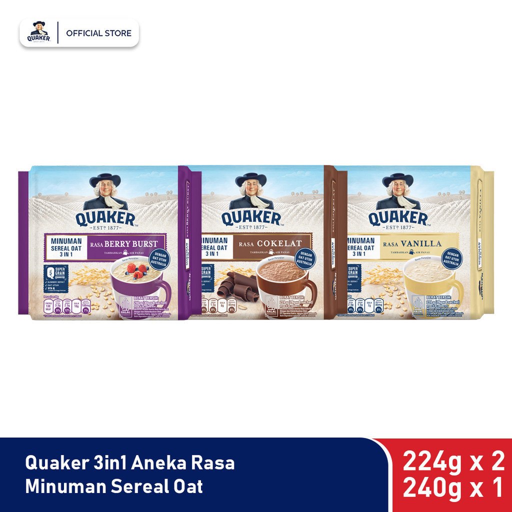 Jual Quaker 3in1 Minuman Sereal Oat Paket 3 Rasa | Shopee Indonesia