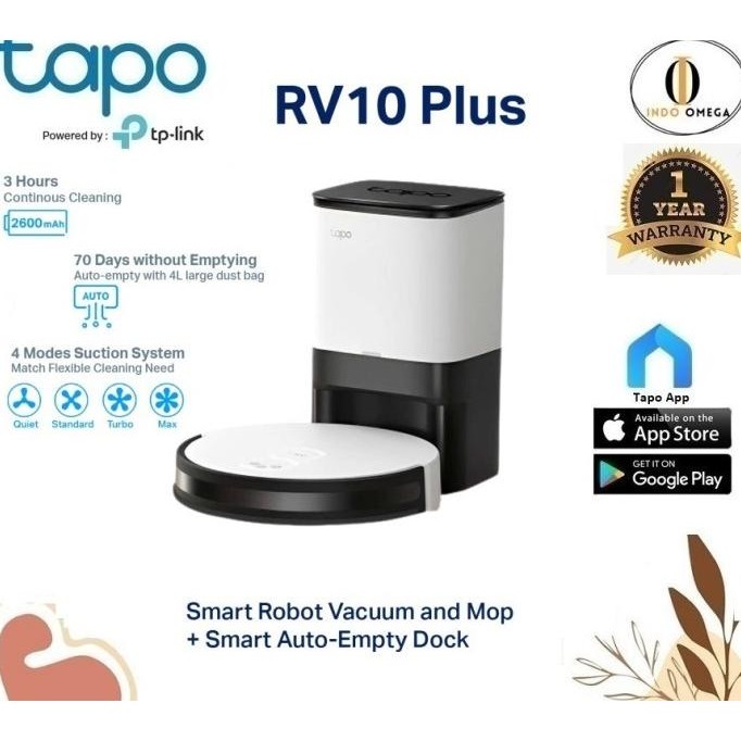 Jual ASLI TPLINK TAPO RV10 PLUS SMART ROBOT VACUUM MOP SMART AUTO-EMPTY DOCK 200 | Shopee Indonesia