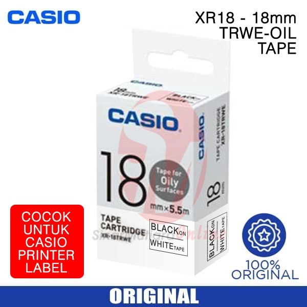 Jual PITA LABEL CASIO XR 18 TRWE OIL TAPE | Shopee Indonesia