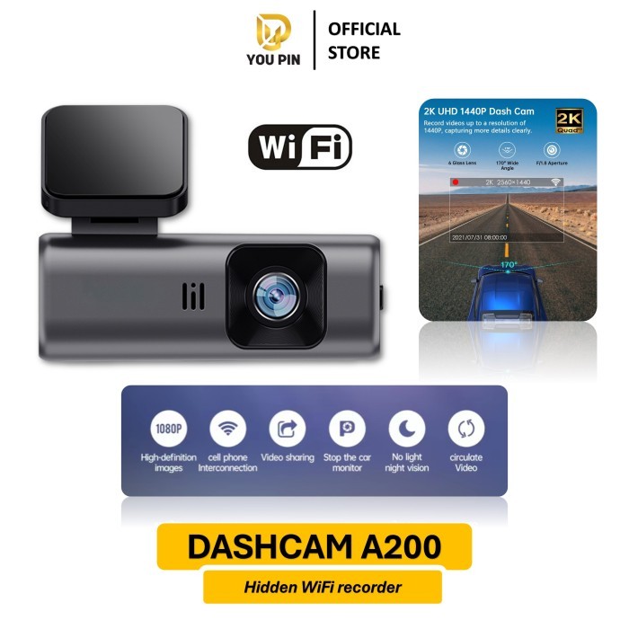 Jual HARGA DISC - YOU PIN Dash Cam A200 2K / 1080P Hidden WiFi Recorder ...