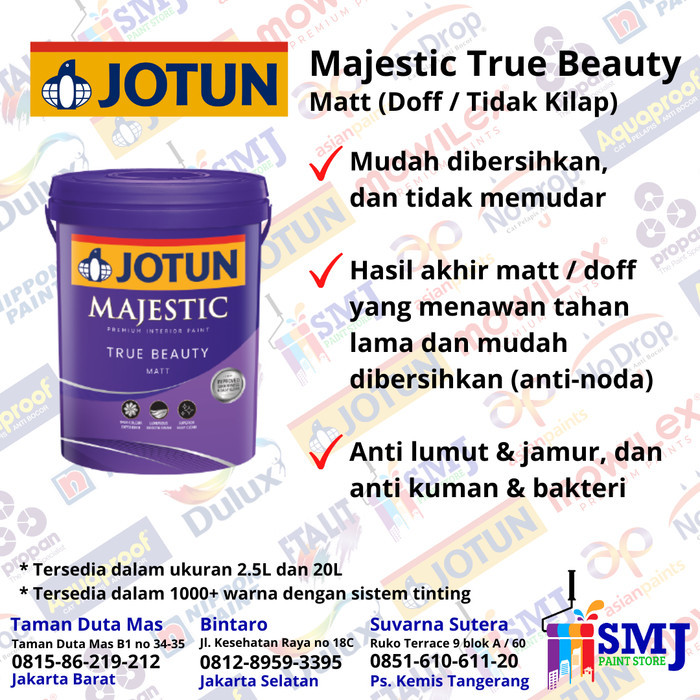 Jual Cat Tembok Interior Jotun MAJESTIC TB MATT warna tinting ukuran 2,5LTR Best Seller | Shopee ...