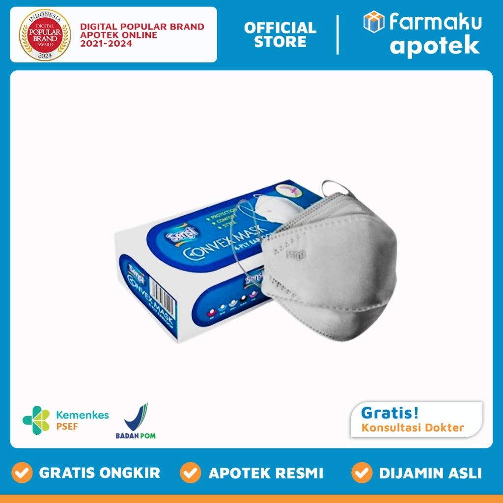 Jual Sensi Convex Mask 4 Ply Grey Box 20S - KGS | Shopee Indonesia