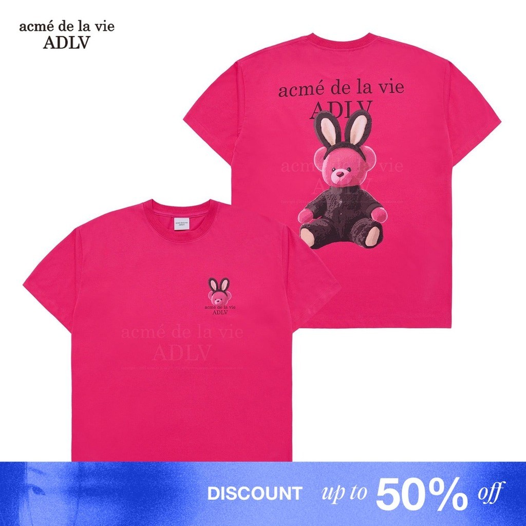 Jual [ADLV] Rabbit Bear Doll Logo Short Sleeve T-Shirt Pink - Kaos ...