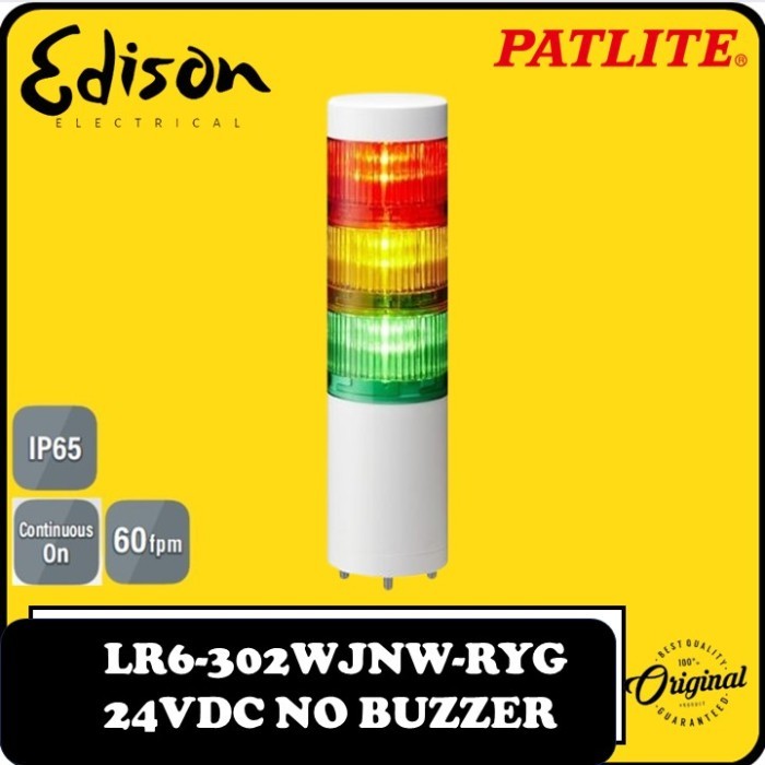 Jual PATLITE LR6-302WJNW-RYG IP65 Tower Lamp 60mm DirectMount (No Buzzer) | Shopee Indonesia