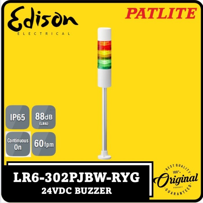Jual PATLITE LR6-302PJBW-RYG IP65 Tower Lamp 60mm Pole Mount with Buzzer | Shopee Indonesia