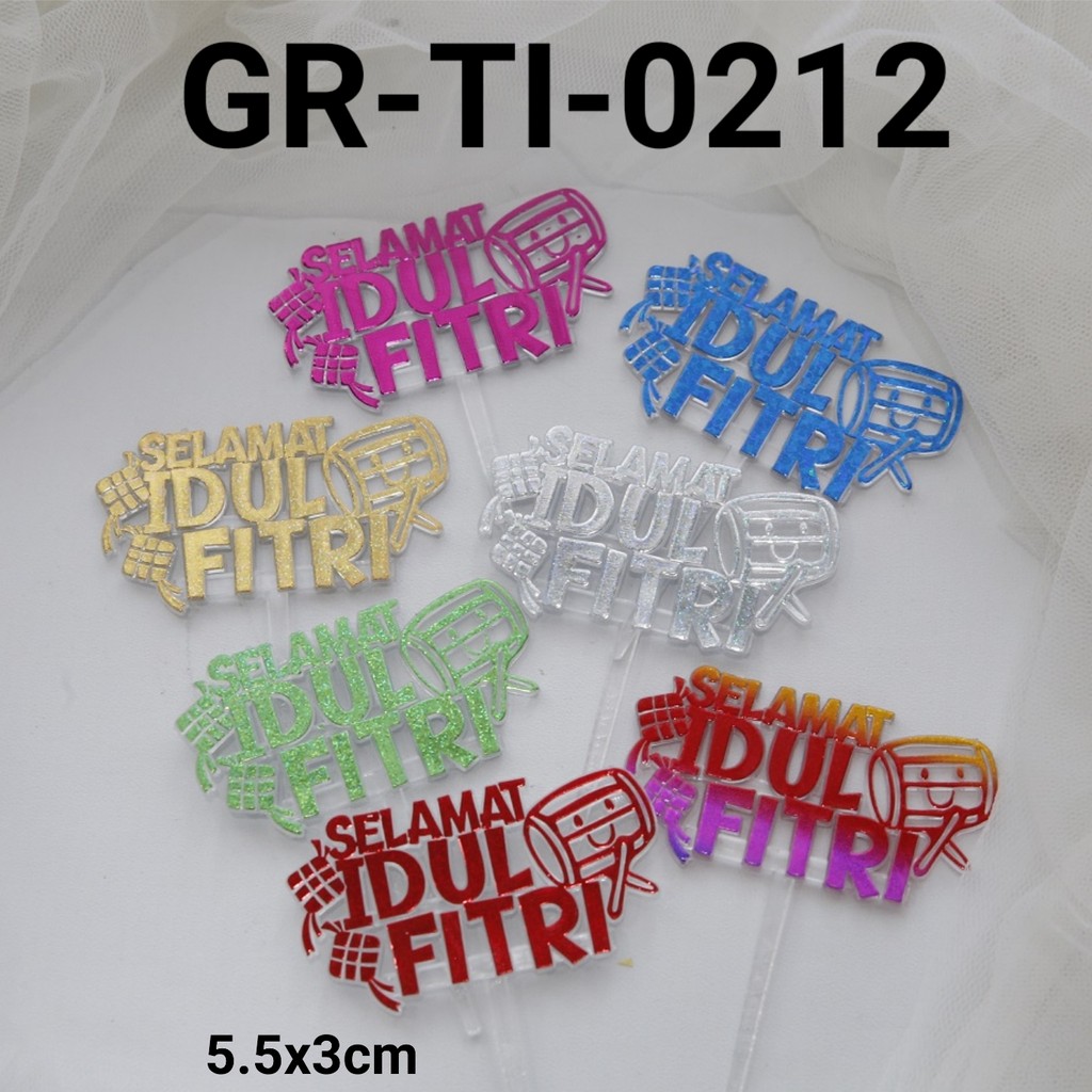 Jual GR-TI-0212 Cake topper cupcake tulisan plastik mini lebaran idul ...