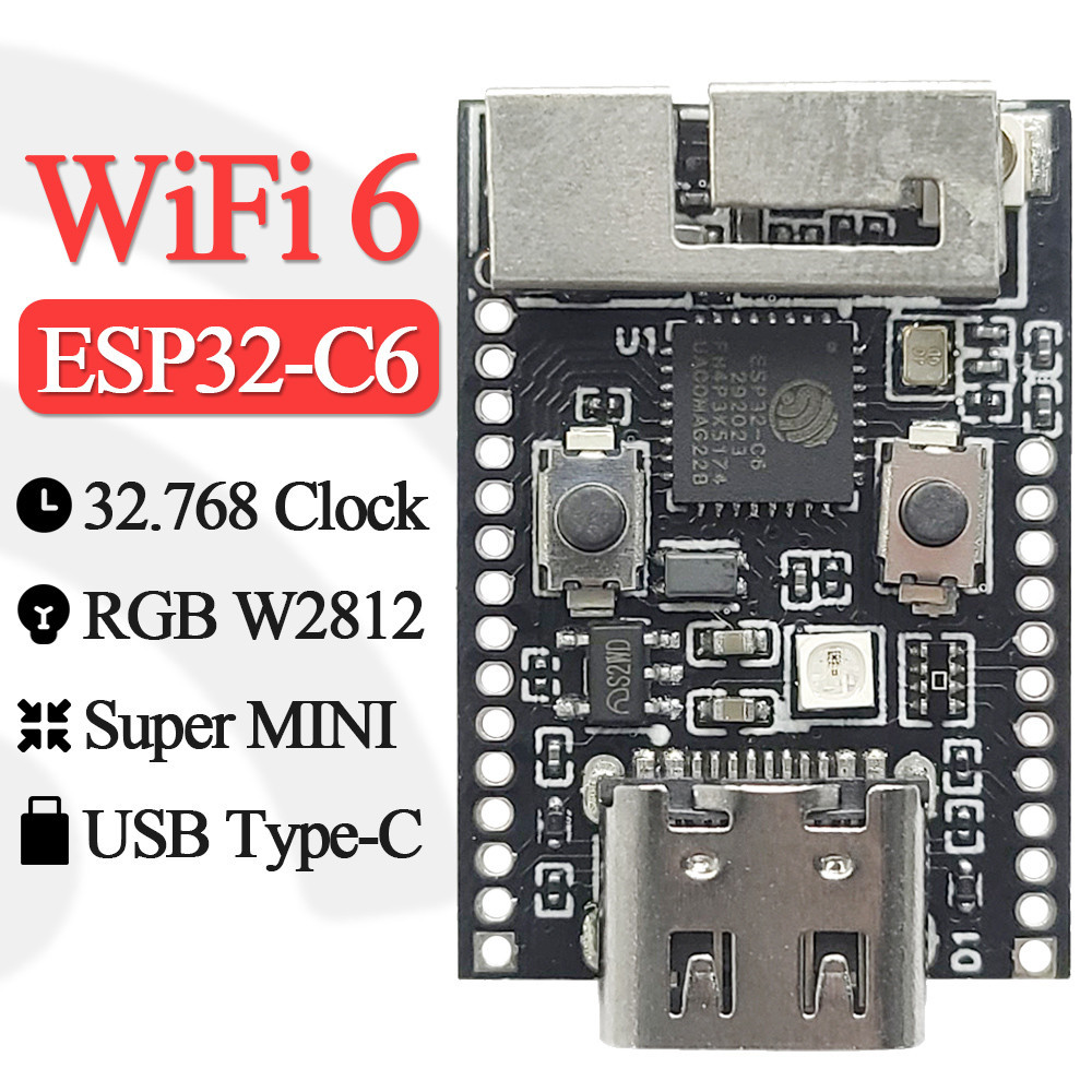Jual BEST Wifi 6 ESP32-C6 Development Board Wifi Module with 32.768 Crystal Oscillator RGB LED ...