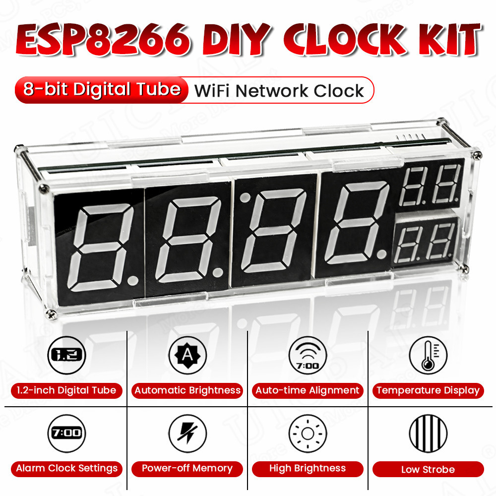 Jual BEST WiFi ESP8266 DIY Kit Electronic Network Clock Module 8-bit Digital Tube Display Time ...