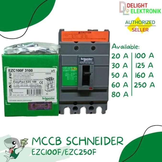 Jual MCCB Breaker Schneider EZC100F 3 Phase 20 30 40 50 60 80 100 250A Ampere | Shopee Indonesia