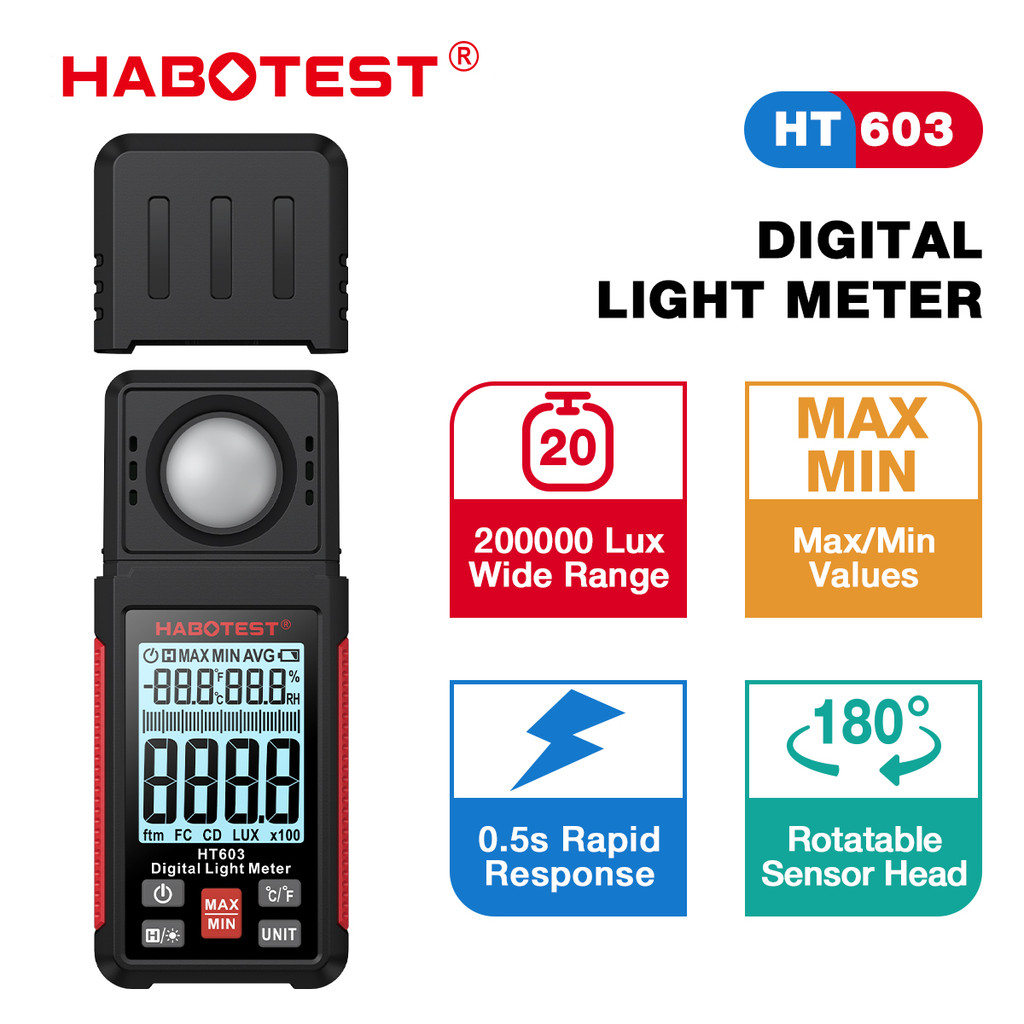 Jual HONYA HABOTEST HT603 Light Meter 200000 Lux Digital Illuminance ...
