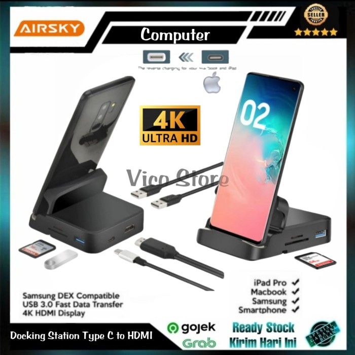 Jual Samsung Dex Docking Station Type C to HDMI 8in1 USB 3.0 4K TF SD ...