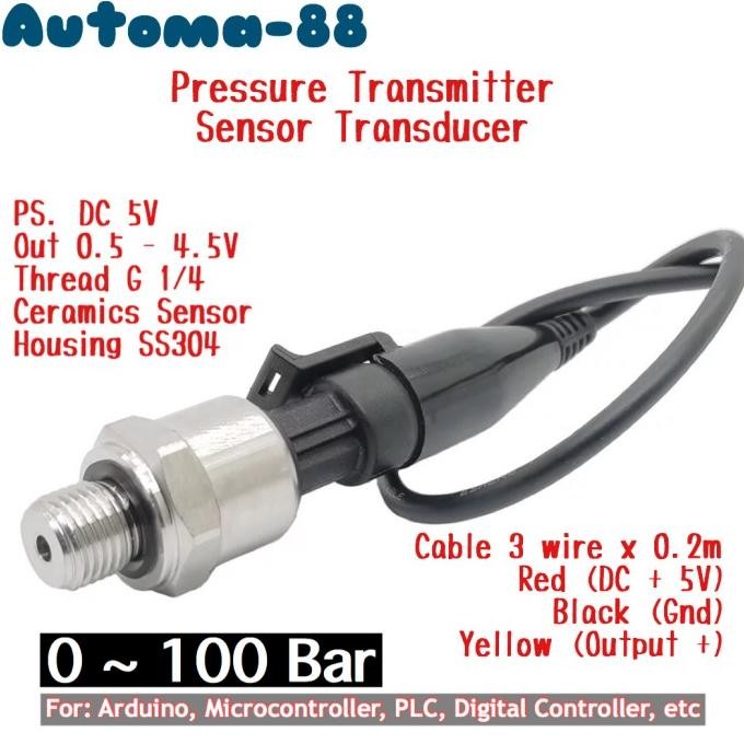 Jual Pressure Transmitter 0-100Bar Arduino Dc 5V Sensor Transducer 100 ...