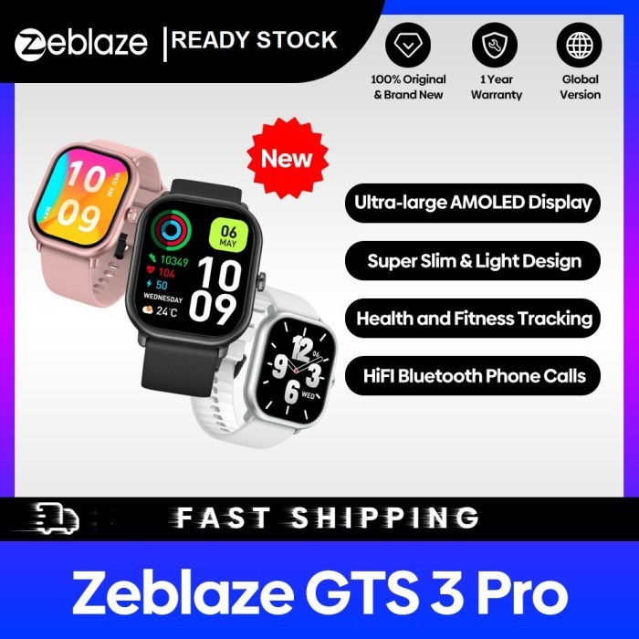 Jual Zeblaze GTS 3 Pro Smart Watch Ultra-big HD AMOLED HiFi Bluetooth ...