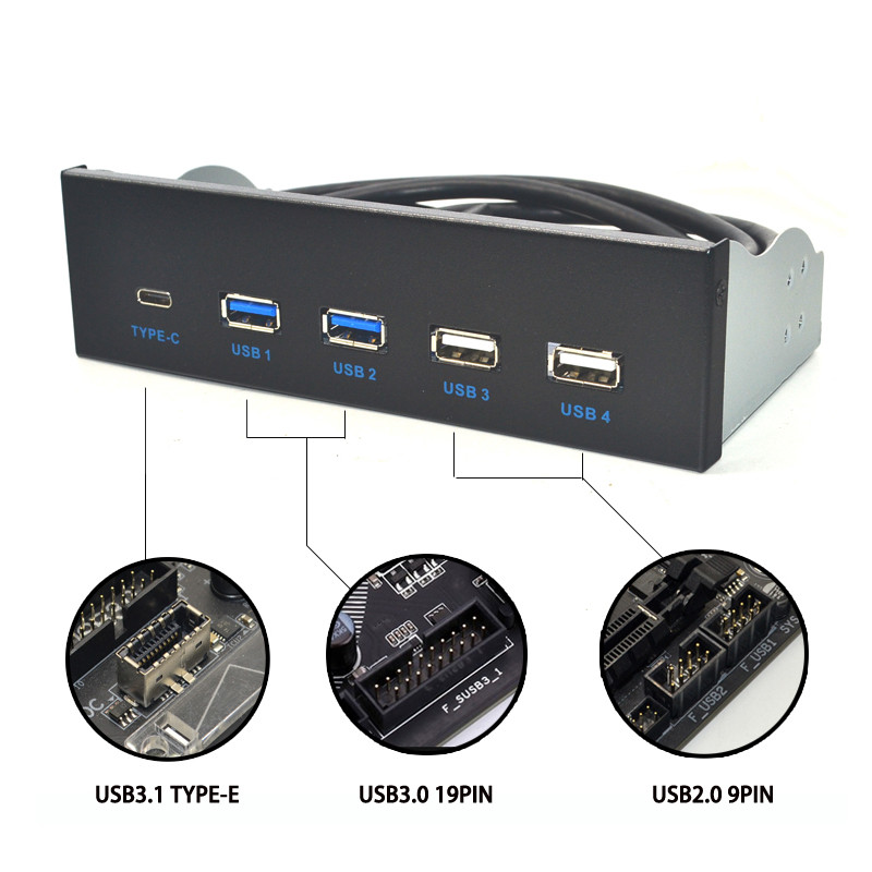 Jual DAMO 5.25 Inch USB 3.1 GEN2 Front Panel USB Hub 2 Ports USB 3.0 ...