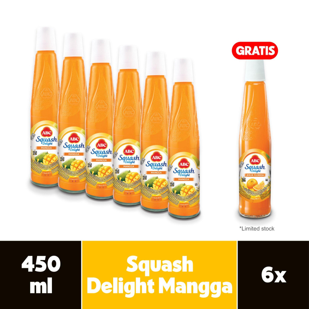 Jual ABC Sirup Squash Delight Mangga 450 ml - Multi Pack 6 pcs | Shopee ...
