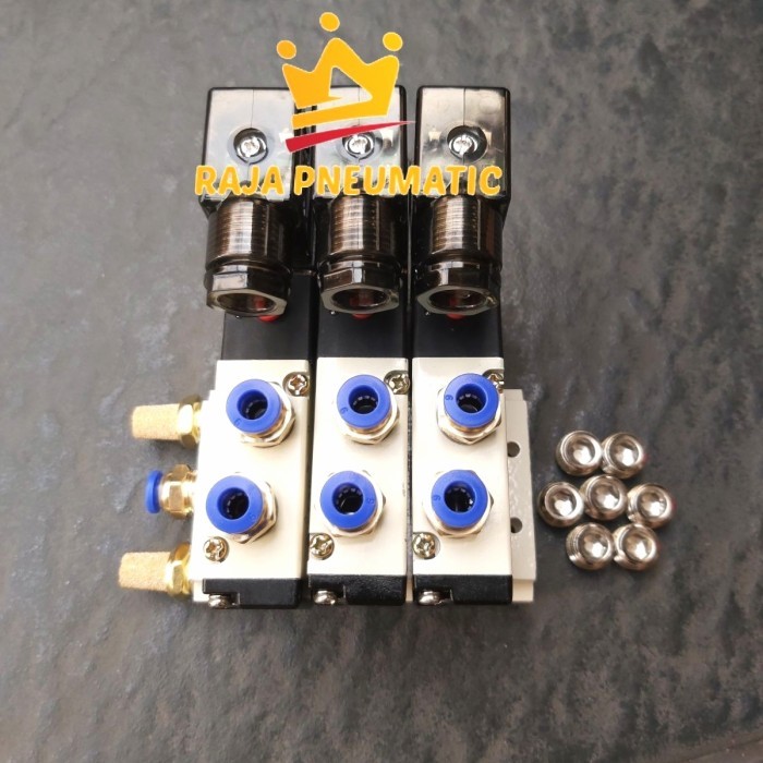 Jual Paket Solenoid Valve 5/2 Way 1/4 Inch 3Baris Barang Sesuai Foto ...