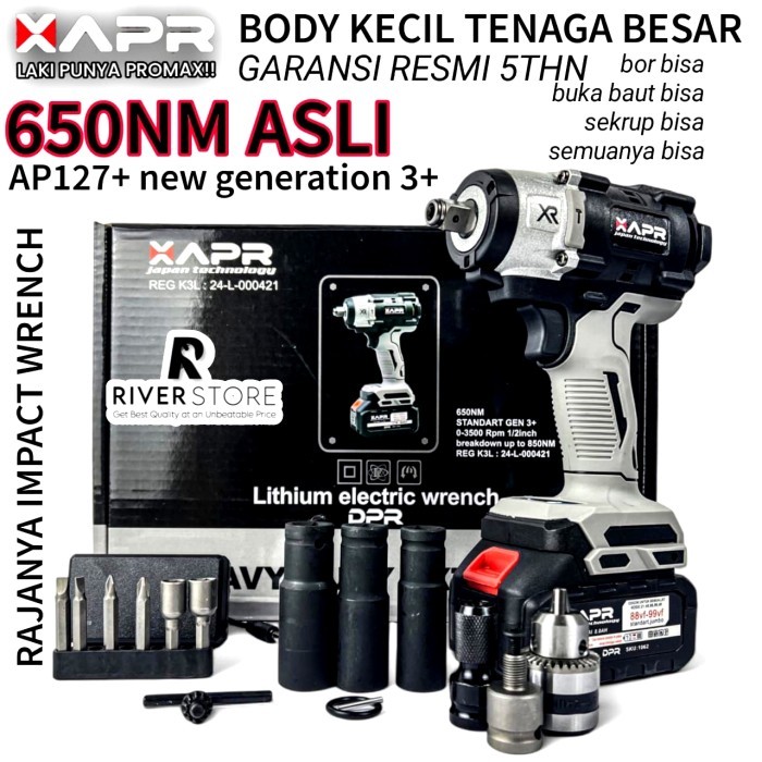 Jual APR Bor Impact Wrench AP127+ Torsi 650Nm Type 1Baterai Body Kecil ...