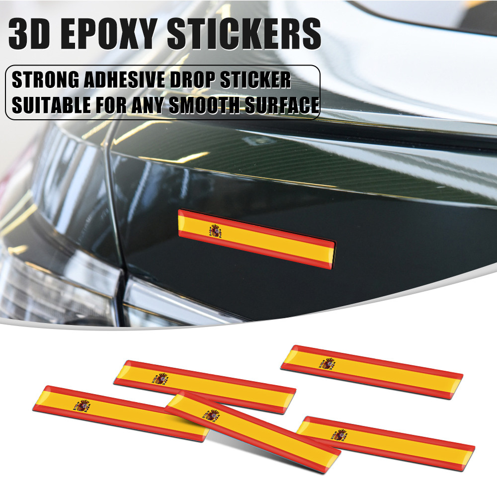 Jual Epoxy Resin Long Car Sticker Spanish Flag Body Trunk Logo Sticker ...