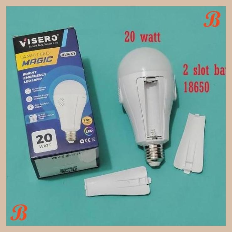 Jual [WGL] LAMPU LED MAGIC VISERO 20W (VLM-01) 2SLOT BATERAI 18650 20 WATT PUTIH | Shopee Indonesia