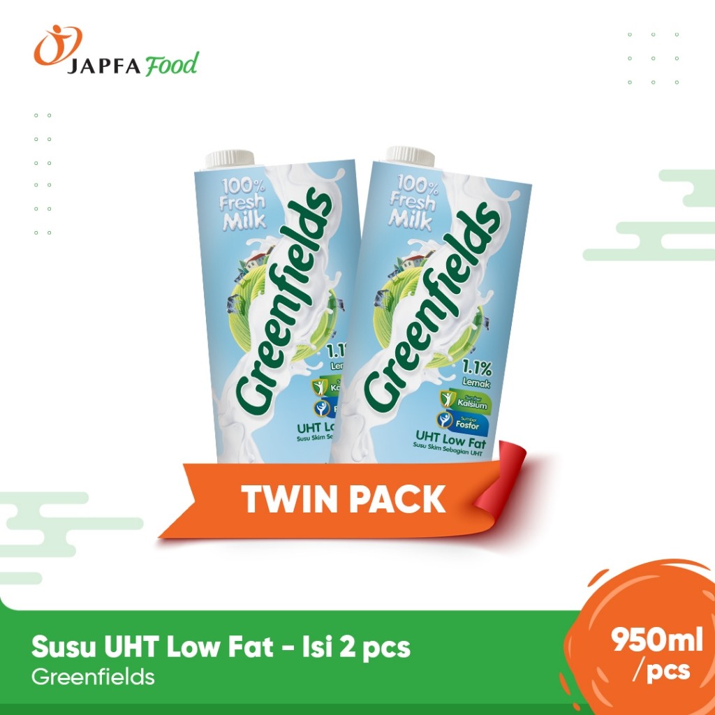 Jual Greenfields Susu UHT Low Fat / Rendah Lemak 950ml - Twinpack - 100% Fresh Milk dari ...