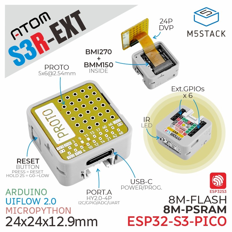 Jual New M5Stack Official ATOMS3R Proto Kit without Screen (8MB PSRAM ...