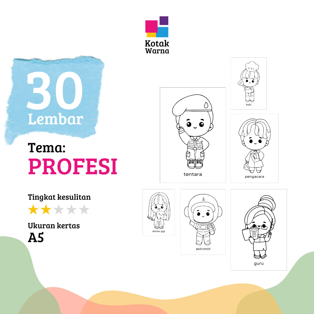 Jual Kertas Mewarnai Tema Profesi / Lembar Mewarnai Tema Profesi ...