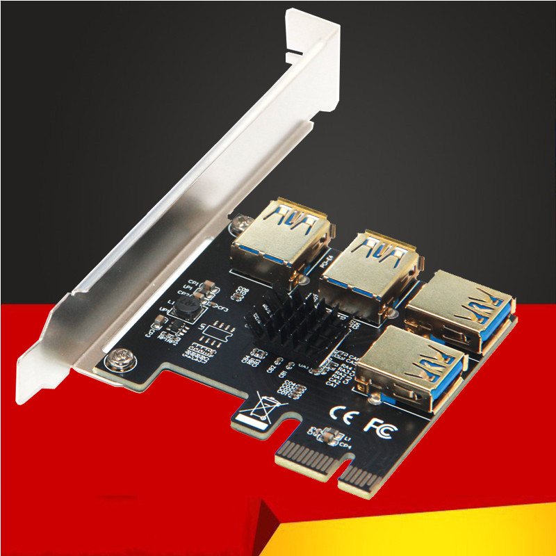 Jual NEPTTUNUS PCIE Riser Card PCI-E 1 to 4 Gold USB 3.0 Multiplier Hub X16 PCI Express 1X to ...