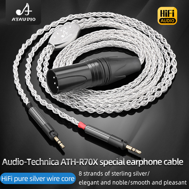 Jual BARU ATAUDIO HiFi Headphone Cable 8 Strands Pure Silver Core Audio-Technica ATH-R70x ...