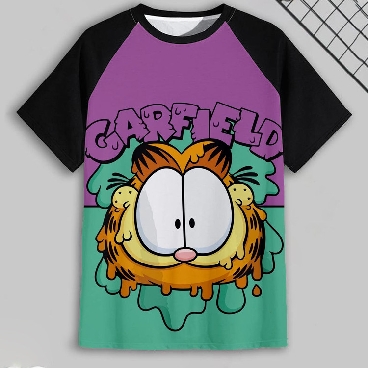 Jual Baju kaos raglan anak lucu imut animasi garfield S4 sablon sublim ...