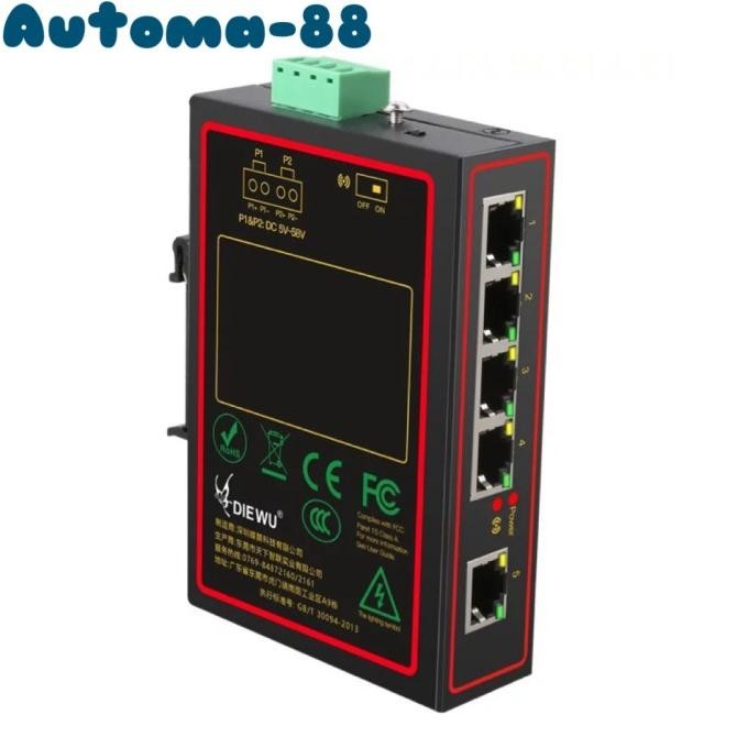 Jual DIEWU TXI173 Industrial 5 Port DIN Rail Ethernet switch RJ45 ...