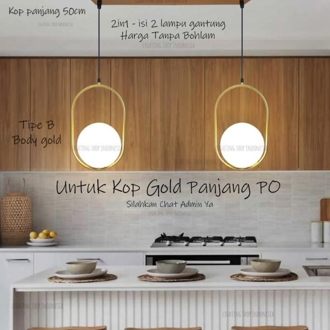 Jual Lampu Gantung 2In1 Kaca Modern 1Set 2 Lampu Kop Panjang Meja Island Tersedia | Shopee Indonesia
