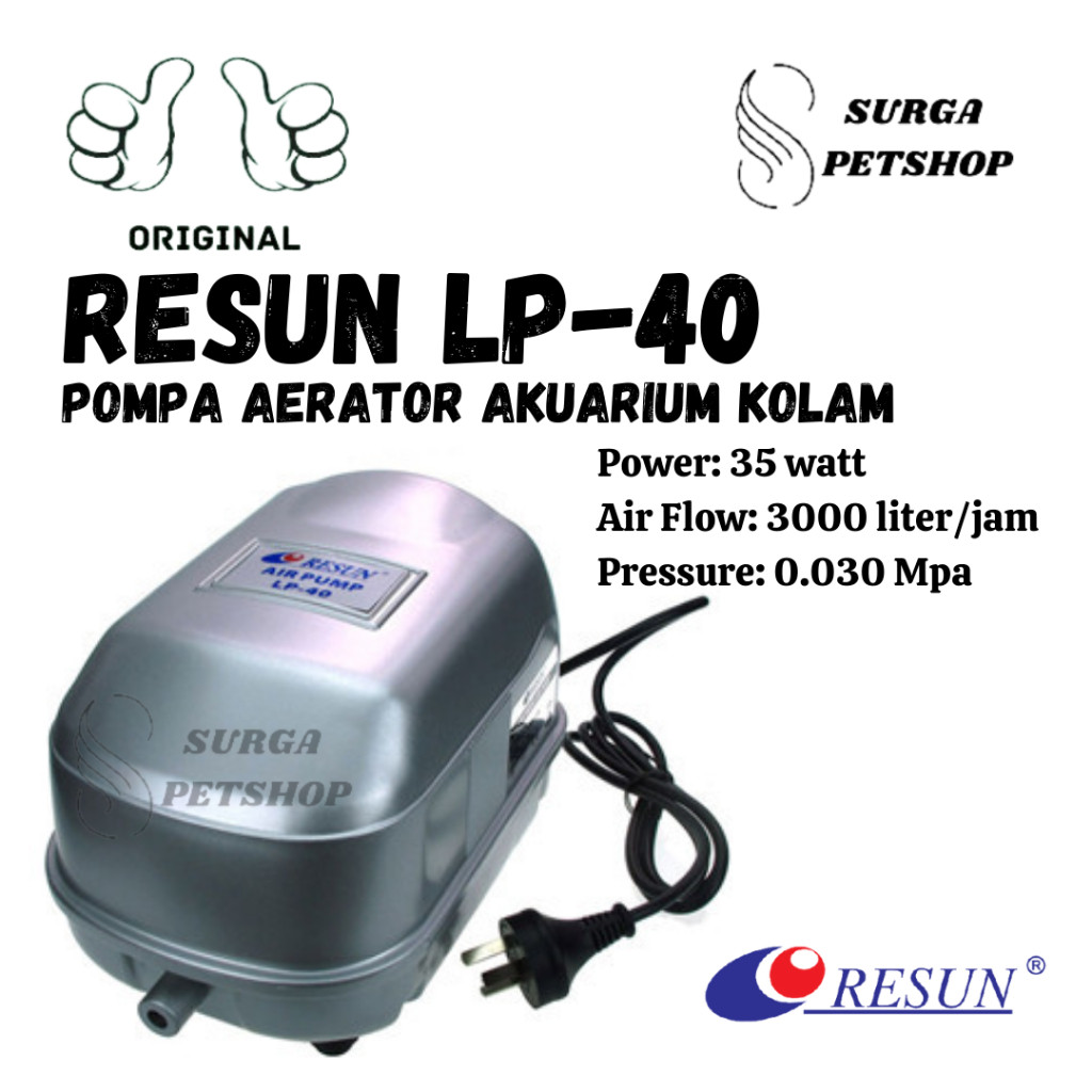 Jual RESUN LP 40 Pompa Udara Aerator 12 Lubang Akuarium Kolam Ikan Air ...
