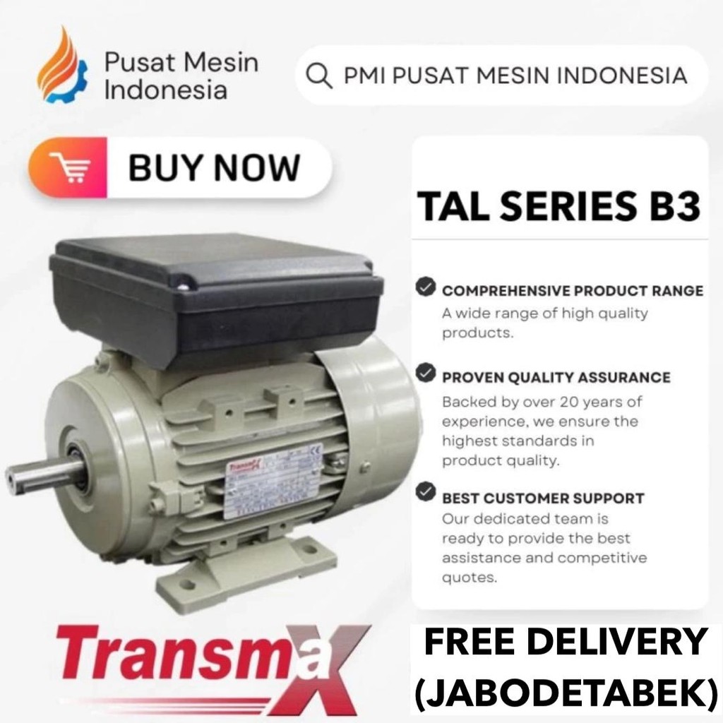 Jual DINAMO ELEKTRO MOTOR TRANSMAX TAL 4P 0,18KW 0,25HP 1 PHASE SINGLE PHASE 220/240V B3/ DINAMO ...