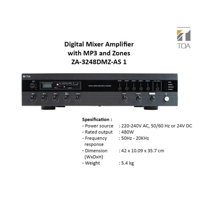 Jual Toa Za 3248Dmz-As 1 Digital Mixer Amplifier With Mp3 And Zones New ...
