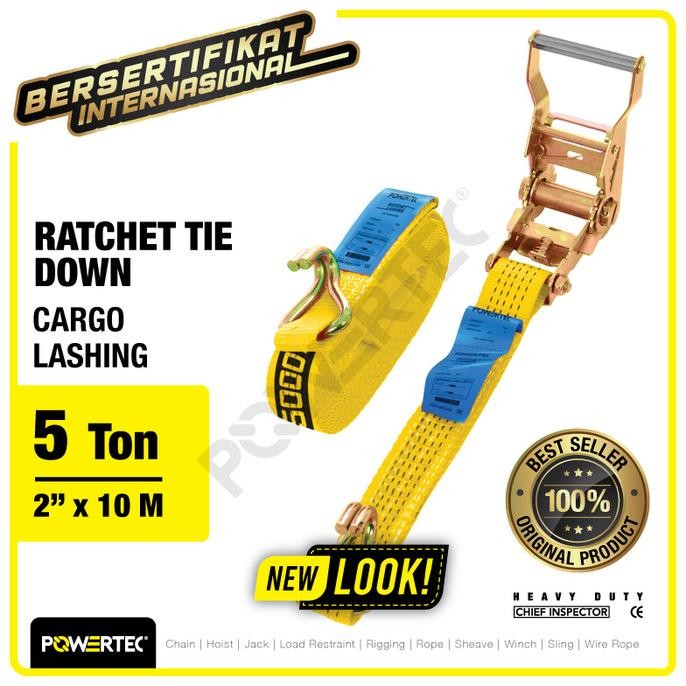 Jual Produk Baru!! Ratchet Tie Down Cargo Lashing Belt 2" X 10M Pengikat Barang Powertec ...
