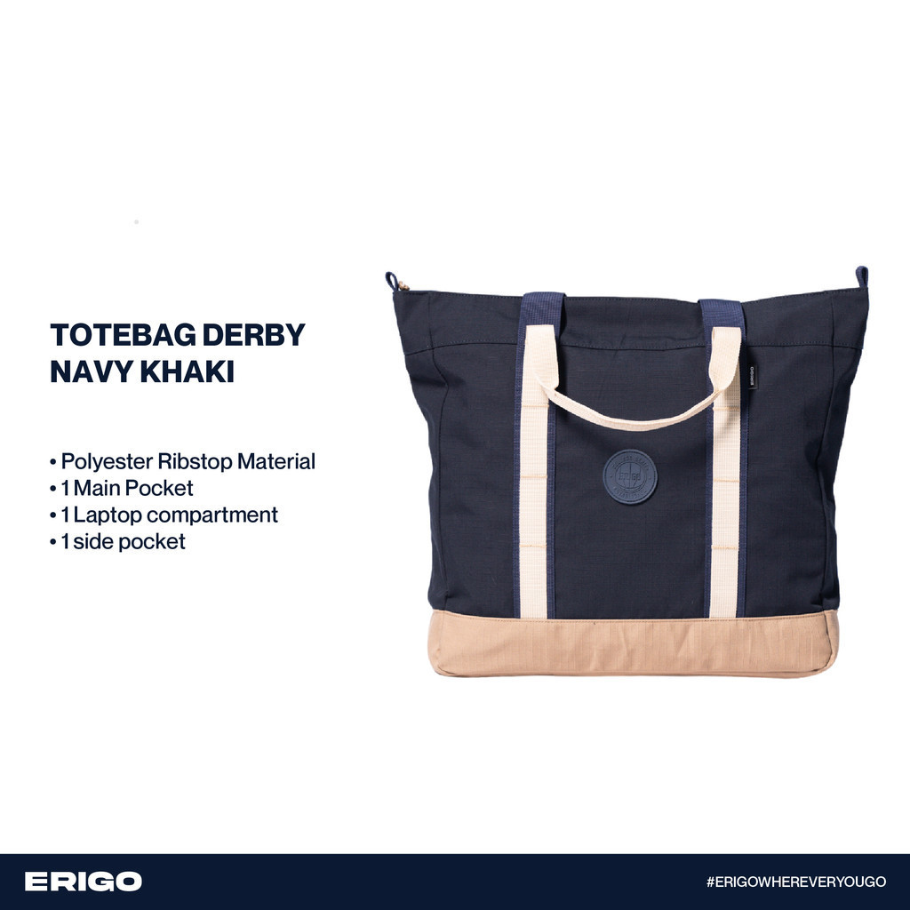 Jual Erigo Tote Bag Derby Navy Khaki Unisex | Shopee Indonesia