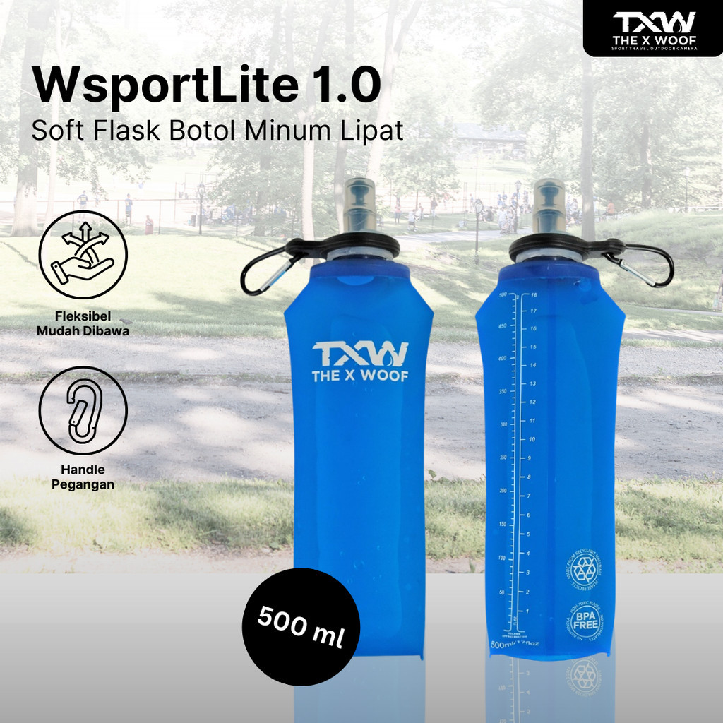 Jual The X Woof WsportLite1 Soft Flask Botol Minum Lipat Olahraga Outdoor 500ml BPA FREE ...
