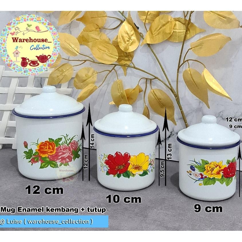 Jual Mug Enamel Seng Kaleng Jadul Kembang Bunga Tutup 8Cm, 9Cm,10Cm ...