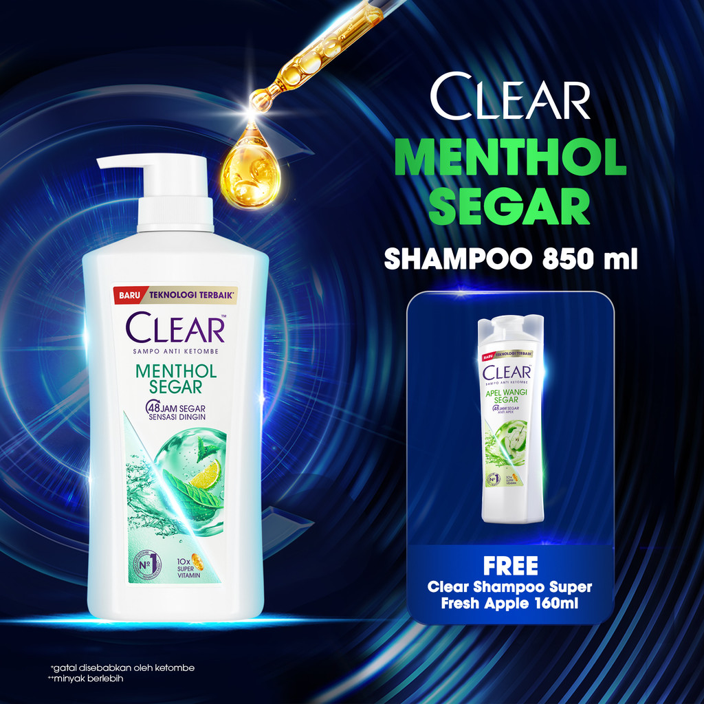 Jual Buy CLEAR Menthol Segar 850ml FREE Clear Shampoo Super Fresh Apple ...